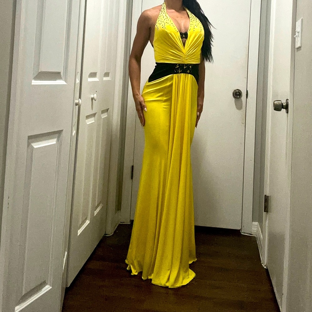 Fmg/Wbff Yellow Pageant Evening Gown Dress - Gem